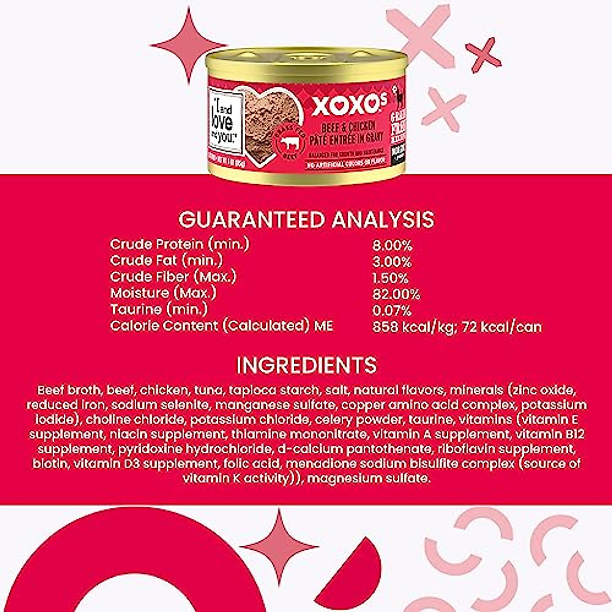 I AND LOVE AND YOU" XOXOs Canned Wet Cat Food, Whitefish and Tuna/Salmon and Tuna Pate, Grain Free, Real Meat, No Fillers, 3 oz Cans, Pack of 12 Cans