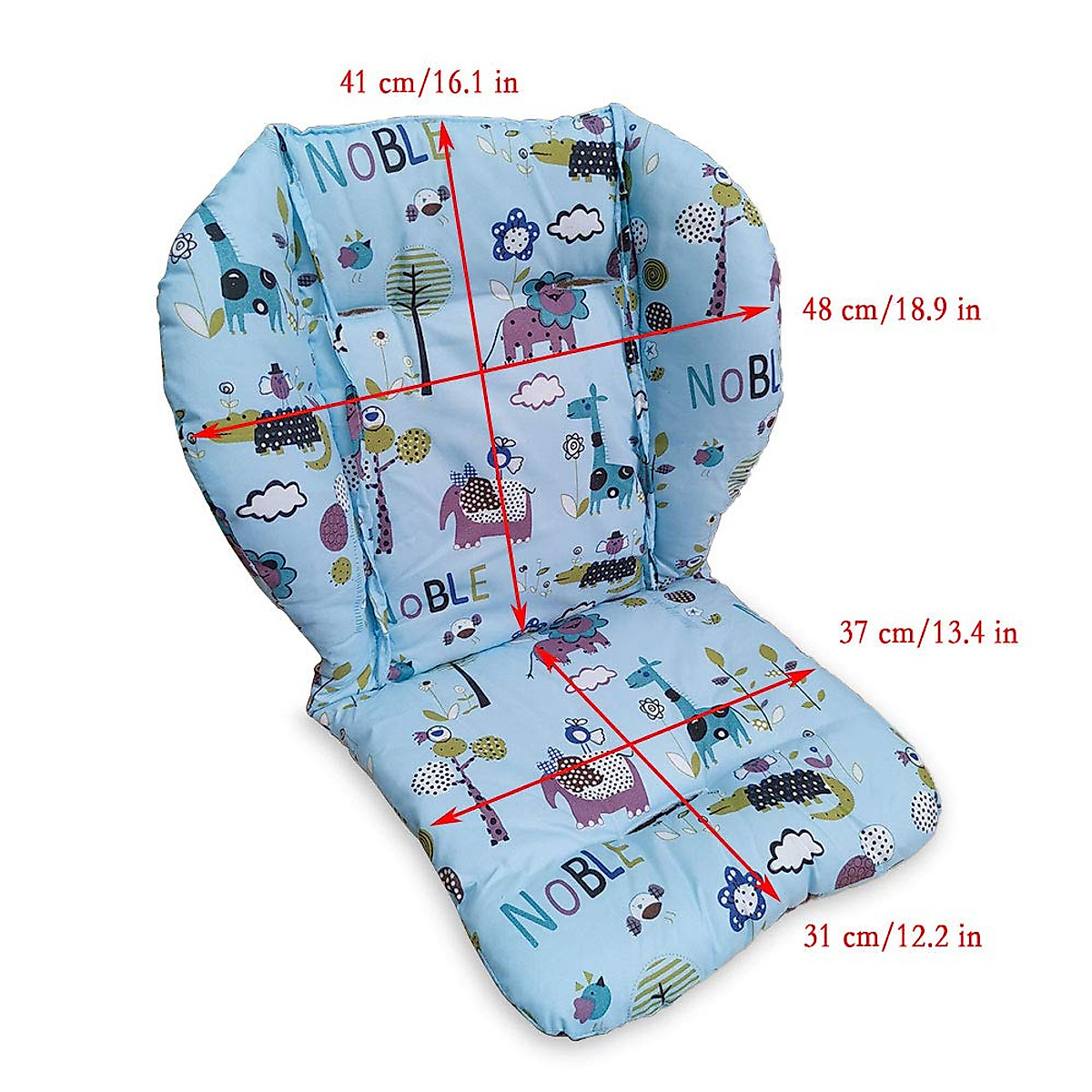twoworld High Chair Cushion, Large Thickening Baby High Chair Seat Cushion Liner Mat Pad Cover Breathable (Blue Animal)