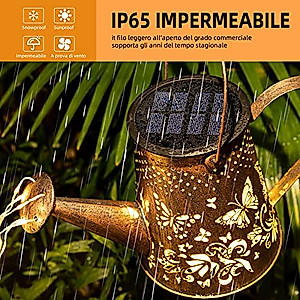 Qudamah Solar Watering Wan with Lights Waterproof Hanging Lantern Outdoor Garden Decorations LED Lights Butterfly Lights for Yard Patio Lawn Christmas Birthday Wedding Day , Upgraded Solar Panel