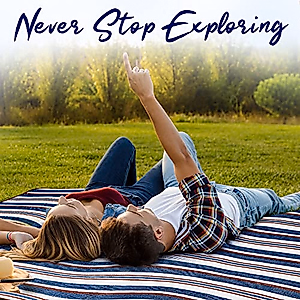 Scuddles Extra Large Picnic & Outdoor Blanket with Pocket for iPhone Keys and More Dual Layers for Outdoor Water-Resistant Handy Mat Tote Spring Summer Camping Blanket Great for The Beach