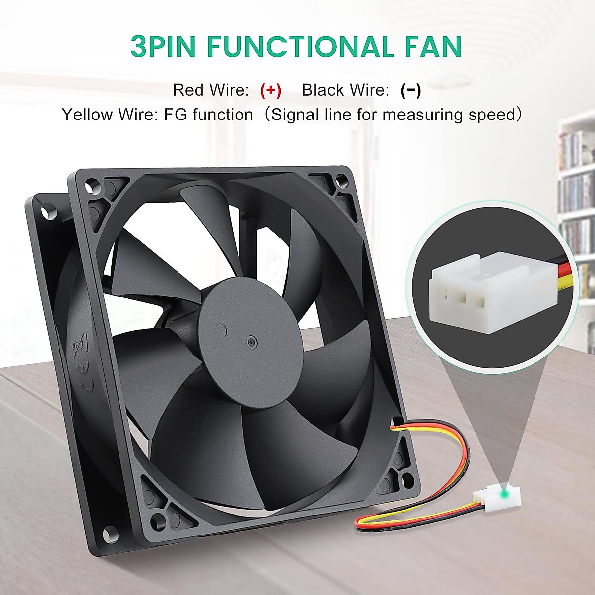 Wathai 12V 92mm 92x25mm DC Brushless Cooling Fan 3Pin High Perfomance for Computer case, Wine Fridge, Inverter DIY Ventilation Exhaust Projects 2 Pack