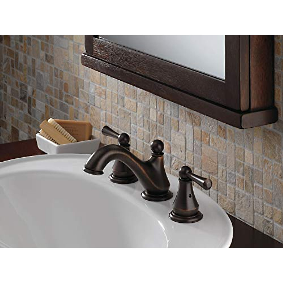 Delta Faucet Haywood Widespread Bathroom Faucet 3 Hole, Bronze Bathroom Faucet, Bathroom Sink Faucet, Drain Assembly, Venetian Bronze 35999LF-RB