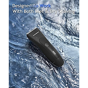 MANSPOT Groin Hair Trimmer for Men and Women, Electric Ball Trimmer/Shaver, Hypoallergenic Ceramic Blade Heads, Waterproof Wet/Dry Groin & Body Shaver Groomer, 20 Times Usage After Fully Charged