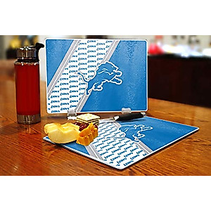 Duck House unisex-adult NFL Detroit Lions Tempered Glass Cutting Board with Display Stand white 10" X 14"