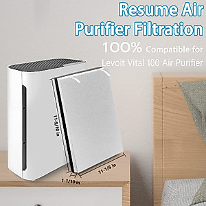 Vital 100 Replacement Filter for LEVOIT Air Purifier, 3-in-1 Pre, H13 High-Efficiency Activated Carbon Filtration System, Replace Part # Vital 100-RF, Pack of 2