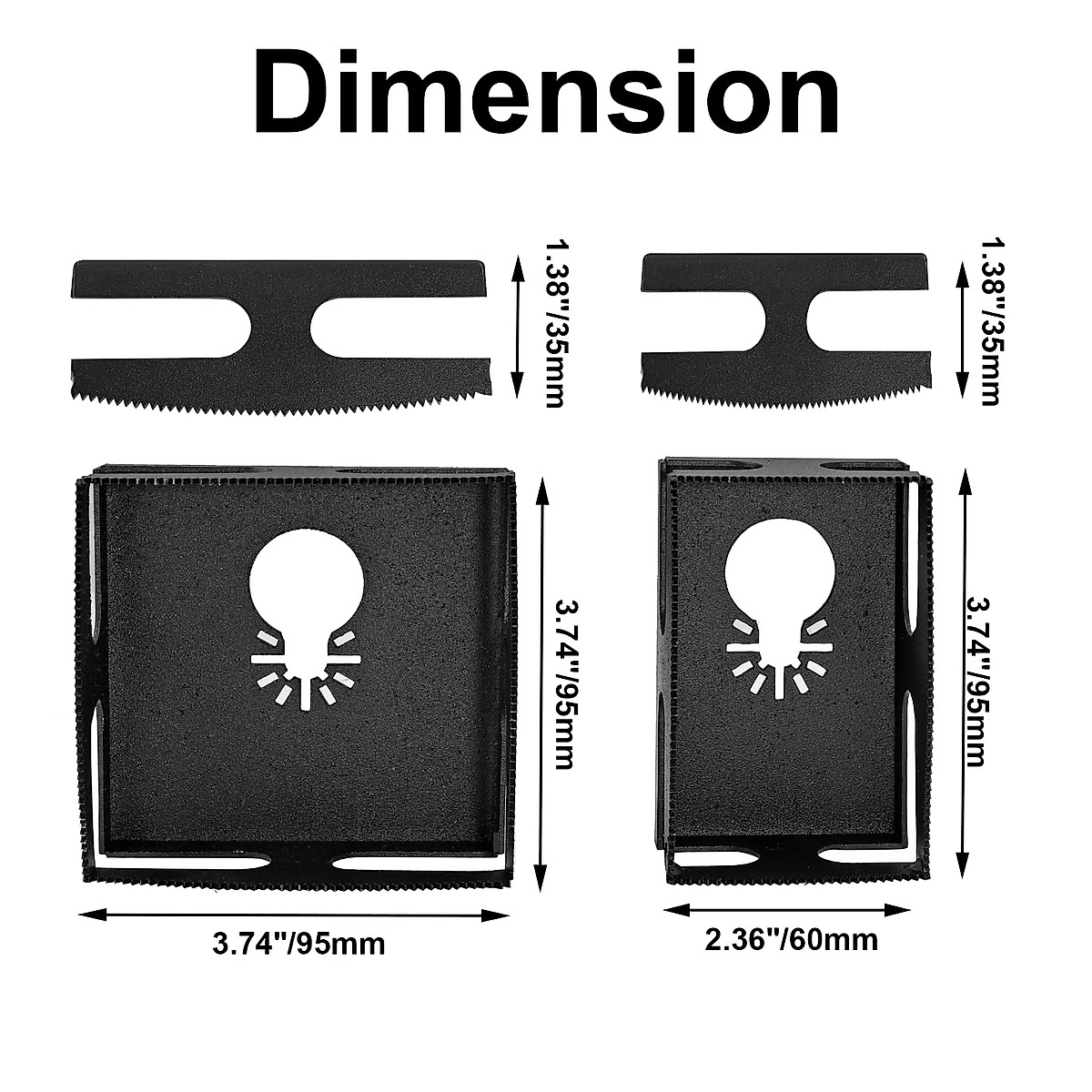 2 Pcs Stainless Steel Square Slot Cutter, Drywall Oscillating Tool Outlet Box Cutter, Electrical Box Drywall Outlet Cutout Tool, One Step in Place Oscillating Square Blade for Wood, Plastic Metal