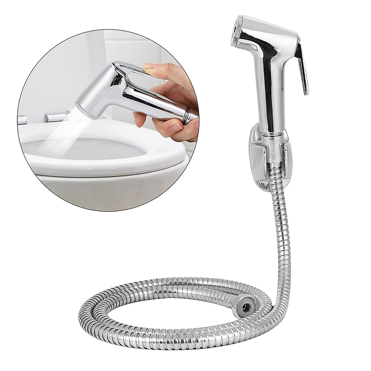 Bidet Toilet Sprayer Head Set, Electroplating Handheld Bidet Sprayer Cloth Bathroom Diaper Sprayer with Hose for Bathroom Cleaning