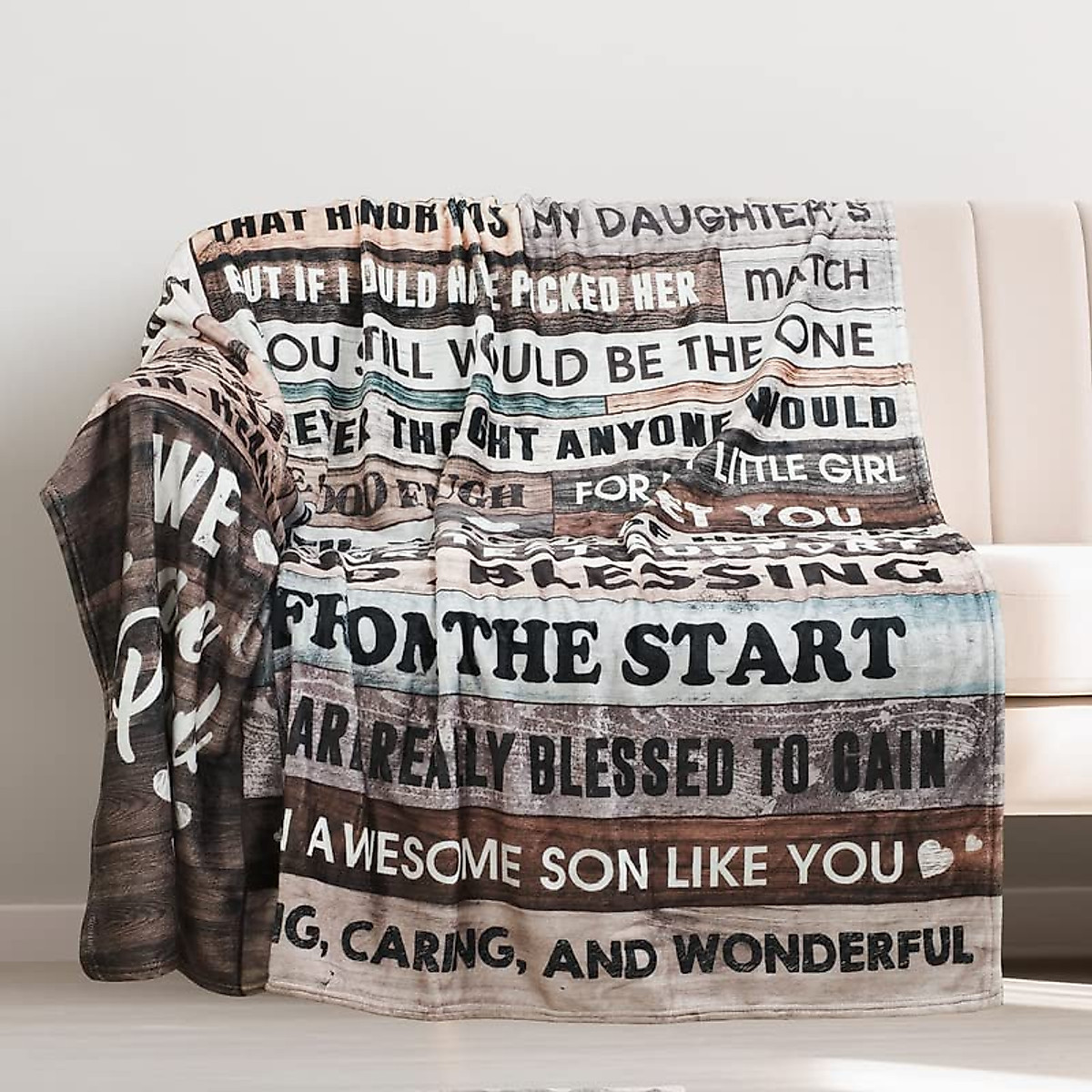 Merry Carve Son in Law Gifts from Mother in Law to My Son Blankets in Bulk for Wedding Christmas Birthday for Son in Law from Mother Father in Law Throw Blanket 60"*50"