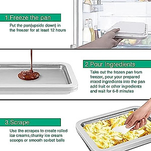 Roller Ice Cream Maker - Stainless Steel - 10 * 8 inch Family Large Size, DIY Soft Serve Machine for Homemade Ice Cream, Frozen Yogurt, Rolled Ice Cream