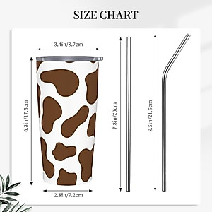 IYERSKD Psychedelic Brown Cow Print 20 oz Stainless Steel Tumbler Vacuum Insulated Leakproof Travel Mug for Car Office Gym