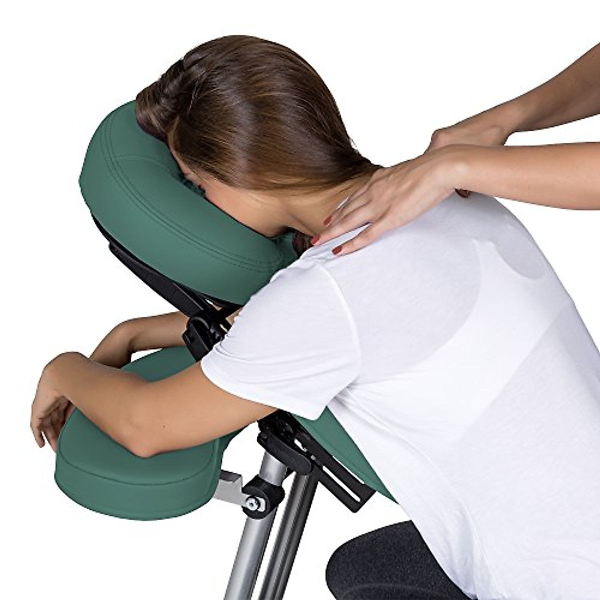 STRONGLITE Portable Massage Chair Ergo Pro II - Ultra-Strong, Lightweight, Folding Tattoo Spa Massage Chair with Wheels & Carry Case (600lbs Working Weight), Teal