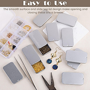 Framendino, 50 Pack Metal Tin Box Containers Mini Empty Slide Top Tin Case Small Rectangular Empty Storage Boxes for Wedding Jewelry Lip Balm Container Cosmetic Organizer