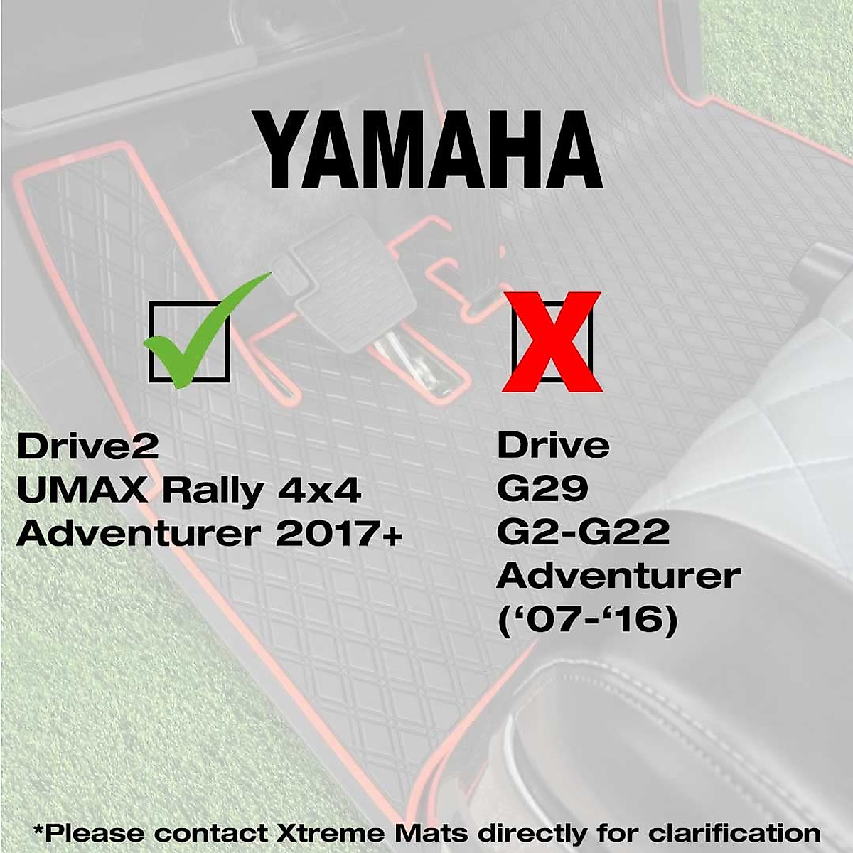 Xtreme Mats Golf Cart Floor Mat Compatible with Yamaha Drive2, Full Coverage Golf Cart Floor Liner Mat - Fits Yamaha Drive2 Models Only (2017-2023) & UMAX Rally 4x4 - All Black
