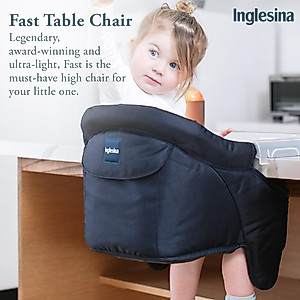 Inglesina Fast Table Chair - Award-Winning Baby High Chair for Eating & Dining - Compact, Portable & Foldable - Leaves No Scratches - for Babies 6-36 Months & 1-3 Year Old Toddler - Navy