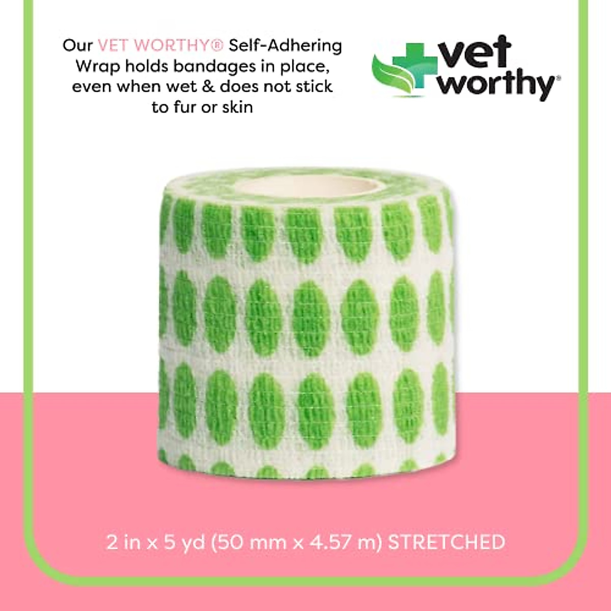 Vet Worthy Self Adhering Wrap for Dogs - Self Adhesive Bandage Wrap for Wounds, Injury, Sprain, and Swelling - Cohesive Bandage First Aid Tape for Dogs and Cats (2-Inch x 5-Yard (Pack of 6))