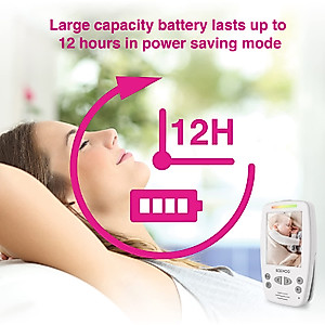 Axvue Video Baby Monitor, Slim Handheld, Non-Slip Design, 2.8" Vertical Screen Monitor & 2 Camera, Range up to 1000ft, 18 Hour Battery Life, 2-Way Talk, Night Vision, Temperature Monitor, No WiFi.