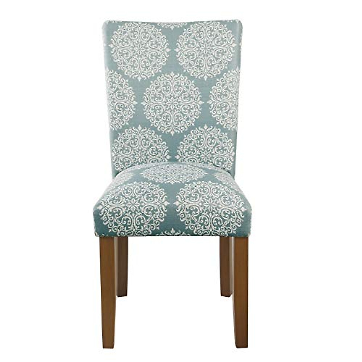 HomePop Parsons Classic Upholstered Accent Dining Chair,Set of 2, Blue and Cream Medallion