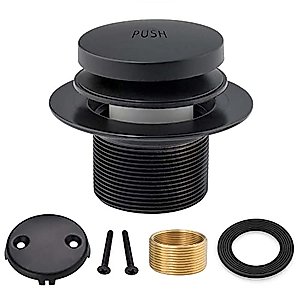 ZUAGCO Tub Drain Black - Tip Toe Bath Tub Drain Kit with Two-Hole Overflow Faceplate, Replacement Bathtub Drain Trim Set Assembly with Universal Fine Thread & Coarse Thread Matte Black