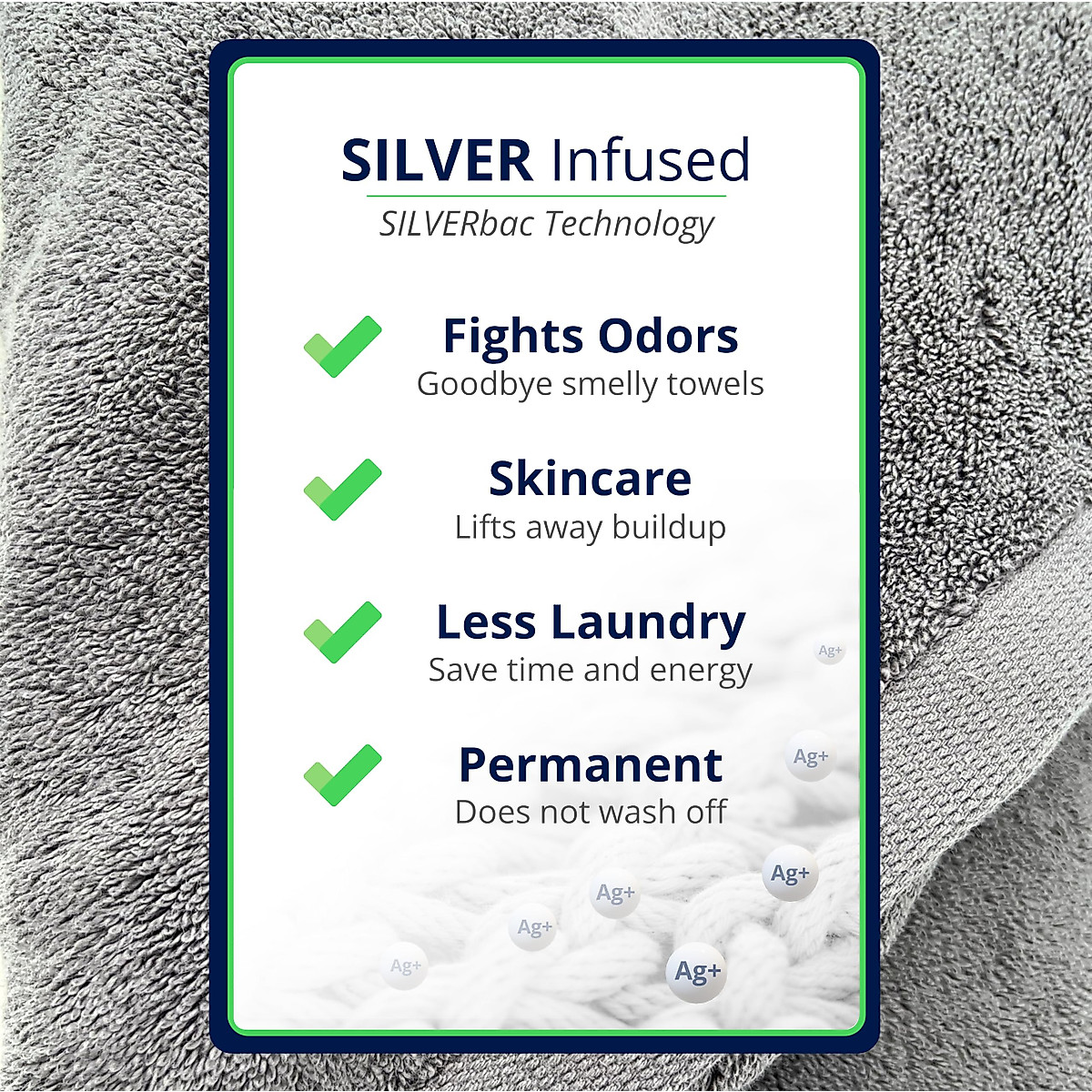 Lincoln & Palm 3 Piece Turkish Towels Set, Thick, Soft, Plush 700 GSM Spa & Hotel Quality, Silver Infused SILVERbac | Bath 58x30, Hand 30x16, Face Wash Cloth 13x13 (3 Piece Towel Set, Charcoal)