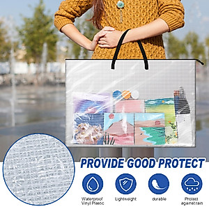 Tenceur 2 Pcs Art Portfolio Case 36 x 48 Inch and 24 x 36 inch Large Poster Storage Bag Portfolio Folder PVC Art Portfolio Container Bulletin Board Storage Box for Poster Scrapbook Keepsake