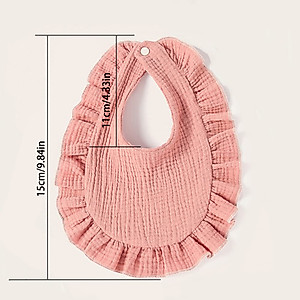 Surakey 1 Pack Baby Bibs 4-Layer Soft Absorbent Lace Feeding Bibs for Teething Drooling Baptism Washable Outfits for Unisex (White)