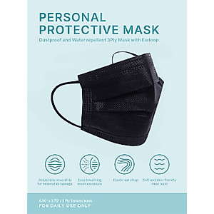 GIMO Disposable Face Masks, 100PCS Disposable Face Masks Face Mask 3 Layer Dust Filter Masks Mouth Cover with Elastic Ear Loop (Black 100PCS)