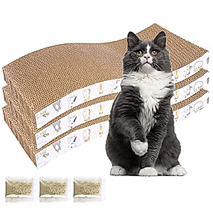 PatiencET 3 Pack Cat Scratcher Pad Recycle Corrugated Cat Scratching Pad Type S Cat Scratch Pad Lounger Sofa for Furniture Protector