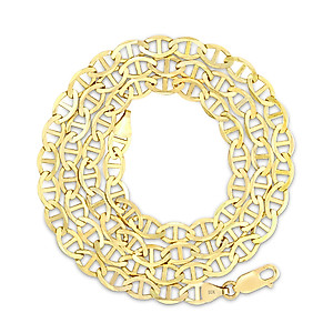 Nuragold 10k Yellow Gold Solid 6mm Anchor Mariner Link Chain Womens Bracelet, Mens Womens Jewelry 7" 7.5" 8" 8.5" 9"
