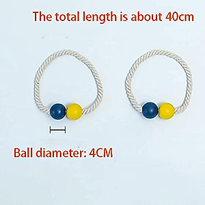 2 Pack,Curtain Rope Ties,Magnetic Curtain Tiebacks,Wooden Magnetic Curtain Tiebacks Pair, Magnetic Curtain Tie Backs for Home, Office, Window Accessories- Blue and Yellow||40cm