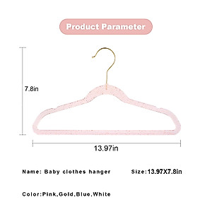 20 Pcs Baby Glitter Clothes Hangers, Kids Gold Plastic Sparkling Hangers for Closets, Non-Slip Space-Saving Suit Hangers(Pink)