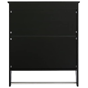 WEENFON Bathroom Wall Cabinet, Medicine Cabinet with 2 Shutter Doors & 2 Shelves, Bathroom Cabinet Wall Mounted with 1 Towels Rack, Over The Toilet Storage Cabinet, Black