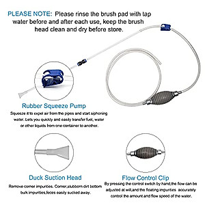 Coldairsoap Fish Tank Gravel Vacuum Pump, Fish Tank Gravel Cleaner/Water Changer, Aquarium Water Changer Siphon, 3 in 1 Aquarium Gravel Cleaner with Sponge Scrubber Pad Cleaning as