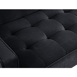 DHHU Adjustable Couch Sleeper Sectional, Loveseat for Living Room, Bedroom or Office, Modern Velvet Upholstered Sofa Bed, Black Color