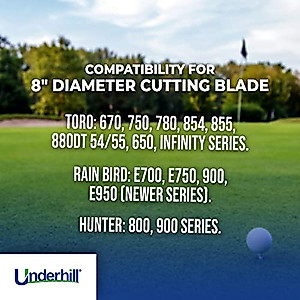 Underhill PowerTrim Pro Series Sprinkler System Heads Grass Cutter, Lawn Trimmer, 8" Diameter Round Cutting Blade, Garden Yard Tools, PTC-008