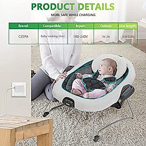 Czepa 5V Charger Cord for Graco Baby Simple Swing, Glider LX/Elite/Petite LX/Premier, DuoGlider, Sweetpeace, DuetSoothe, DuetConnect LX, Nova Baby Swing Power Cord Adapter