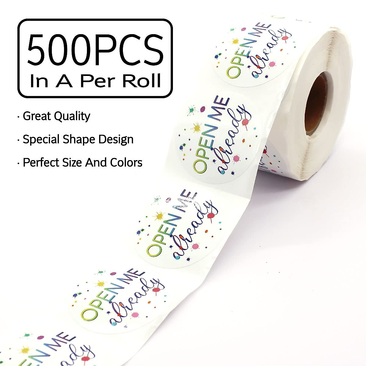 Open Me Already Stickers,Thank You Stickers,Handmade Stickers,Small Shop Stickers,Envelopes Stickers for Small Business, Online Retailers,Handmade Goods,500 Labels Per Roll