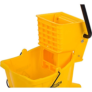 Carlisle FoodService Products Mop Bucket with Side-Press Wringer for Floor Cleaning, Restaurants, Offices, And Janitorial Use, Polyproylene, 26 Quarts, Yellow