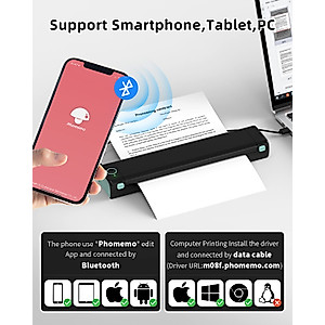Phomemo Portable Printer Wireless for Travel & US Letter Folding Thermal Paper Size 8.5" x 11",100 Sheets, Inkless Thermal Compact Printer, Compatible with Android and iOS Phone & Laptop