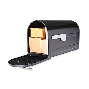 Architectural Mailboxes 7900-7B-SR-10 Boulder Postmount Mailbox, Large, Black