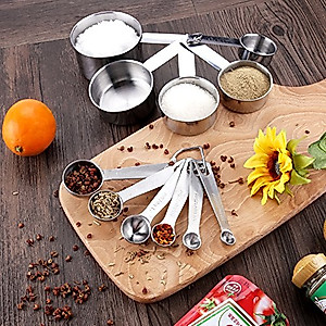 Accmor 11 Piece Stainless Steel Measuring Spoons Cups Set, Premium Stackable Tablespoons Measuring Set for Gift Dry Liquid Ingredients Cooking Baking