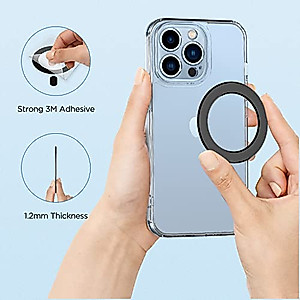 OUTXE Magnetic Adapter Ring 2 Pack, Universal Magnet Sticker Compatible with Magsafe Accessories & Wireless Charging for iPhone 14/13/12/11 Mini Pro Max, Galaxy S22/S21 Fe Ultra and Phone Case -Black