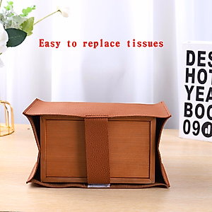 Tissue Box Cover, Leather Car Tissue Holder Rectangle, Black Toilet Tissue Box Holder Square for Bathroom (9.5 * 5 * 5 in, Gray)