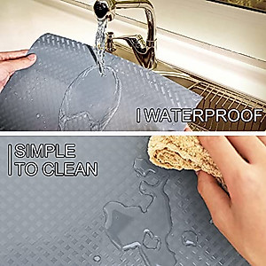 Moretoes Shelf Liners for Kitchen Cabinets, Waterproof and Oil-Proof Non Adhesive Liner, 12 Inch x 10 Feet EVA Plastic Durable Washable Drawer Liner for Pantry Cupboard Gray