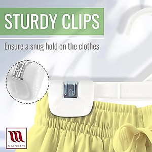 Mainetti 1004 White Kids Plastic Hangers - 100 Pack with Sturdy Plastic, Great for Pants/Skirts/Slacks/Bottoms, 8-Inch