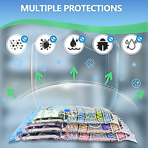 15 Pack Vacuum Storage Bags with Electric Air Pump, (3 Jumbo/ 3 Large/ 3 Medium/ 3 Small/ 3 Roll) Space Saver Storage Vacuum Sealed Bags for Clothing, Bedding, Comforters, Blankets, Travel