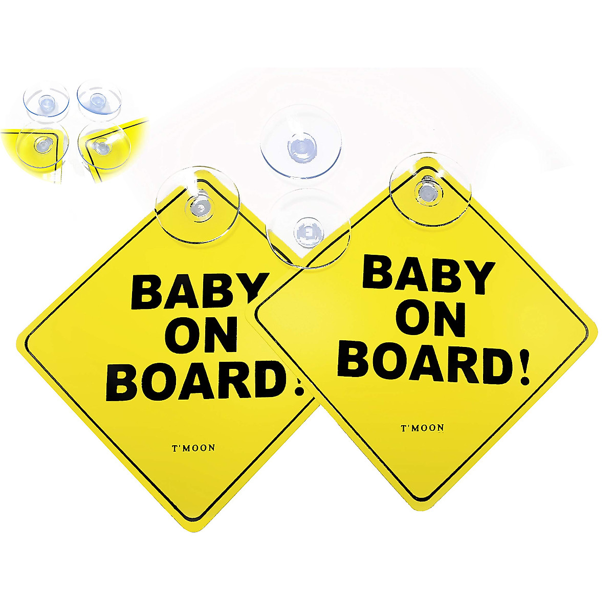 Kapel Baby on Board Sign with 4 Big Suction Cups. Thicker, Heat Resistant, Perfect in All Weathers