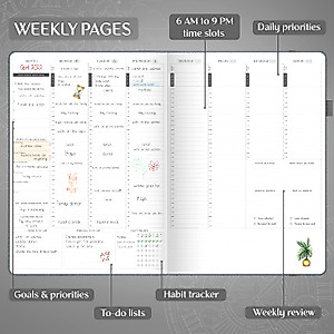 Legend Hourly Planner PRO Premium – Large Undated Schedule Planner with Time Slots – Personal & Work Organizer for Daily, Weekly & Monthly Planning – Time Management Planner – A4 size (Mystic Gray)