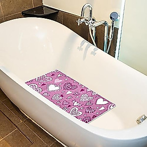 Bath Tub Shower Mat - Anti-Slip PVC Material 15.1x26.8 in, Gentle Cushioning Quick Drying Suction Cups Reliable Solution - Valentine's Day Pattern Non-Slip Floor Mat