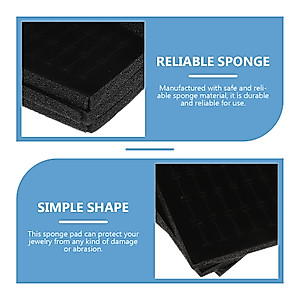 Alipis Foam Ring Pad Black Jewelry Sponge Insert Mats Display Trays Jewelry Box Inserts Display Showcase Storage, 4Pcs, 11X7 Inch, 100-Slot
