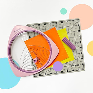 SMARTOP circle paper cutter with sticky mat, 3 Replaceable blades for scrapbooking paper crafts, art DIY, adjustable Circle Cutter